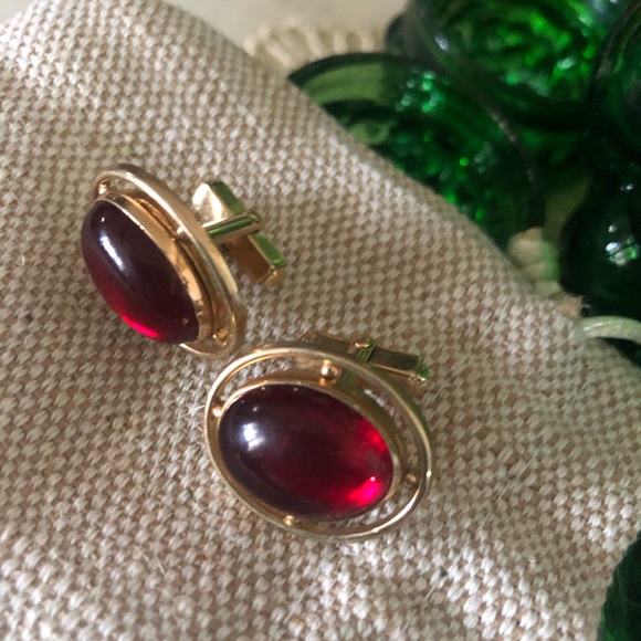 Anson | Accessories | Vintage Red Gold Cufflinks | Poshmark